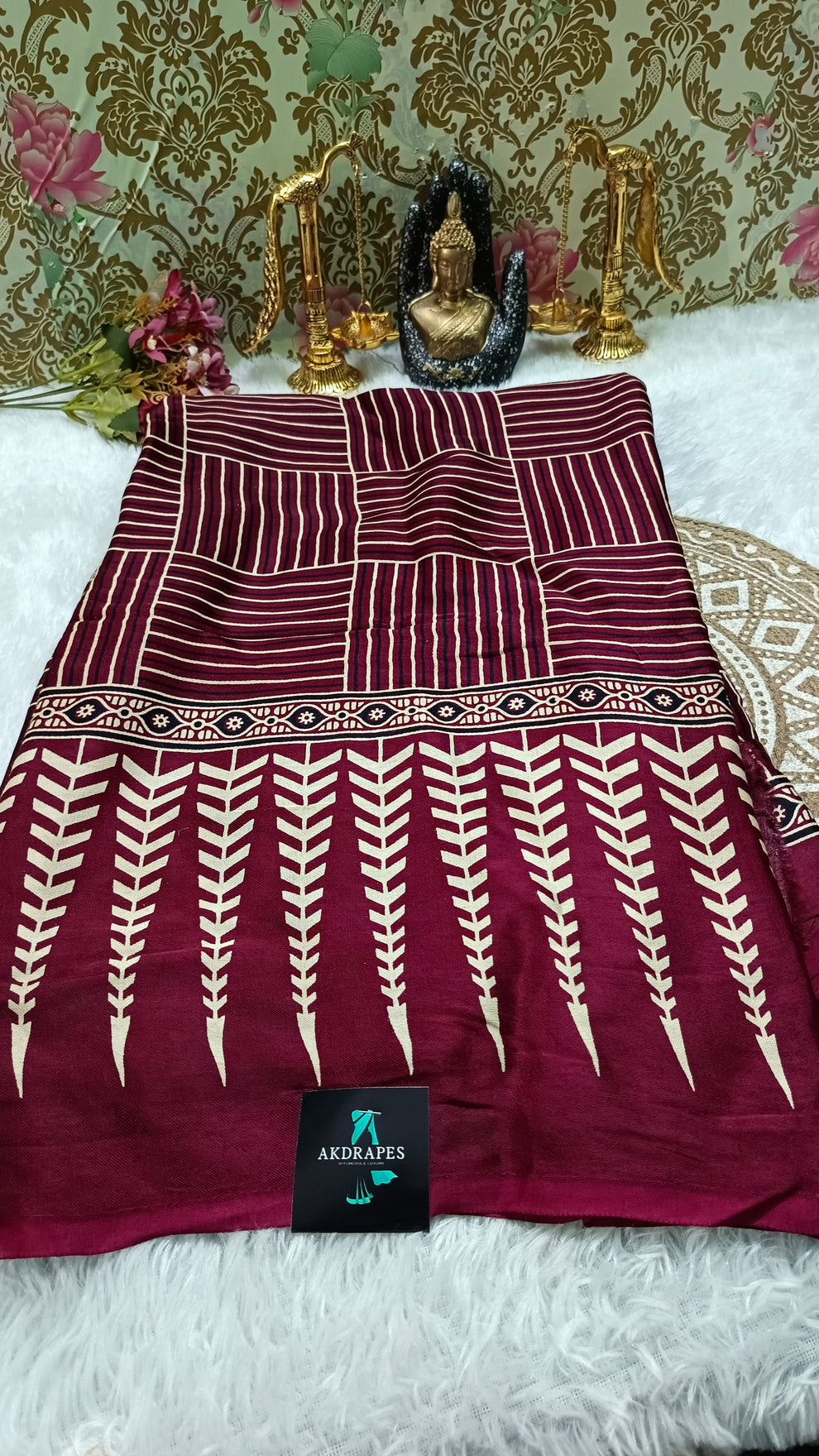 Maroon Mystic Mashru vegan silk saree SA25858 – Akdrapes by Akila